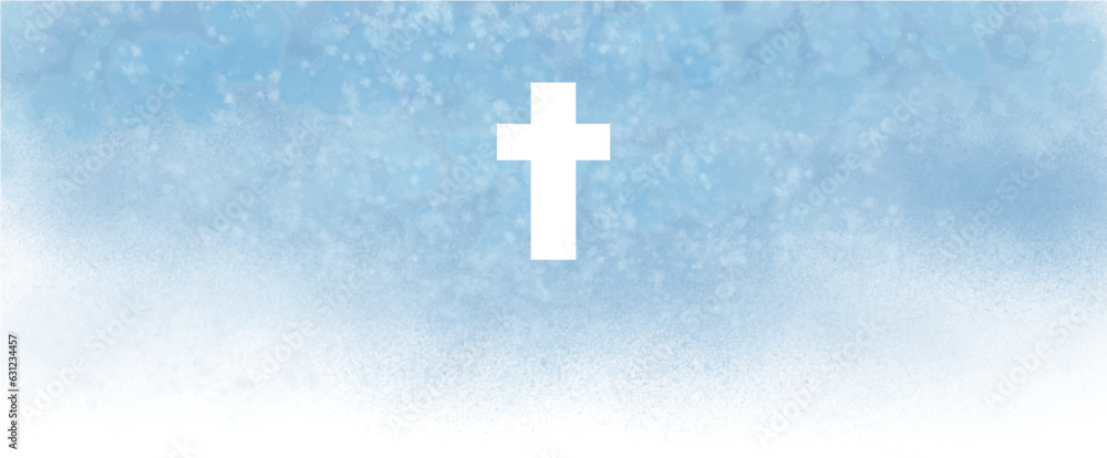Vector blue religious background cross on blue background, Watercolor ...