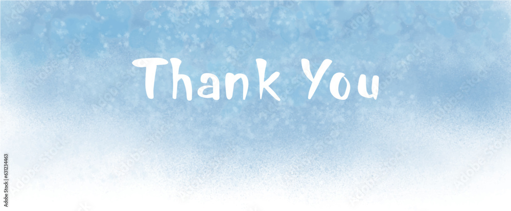 Vector text thank you in white color on the blue background hand-drawn ...