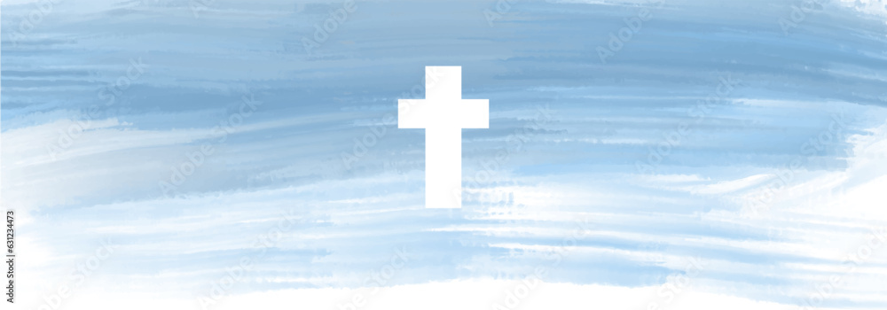 Vector blue religious background cross on blue background, Watercolor ...