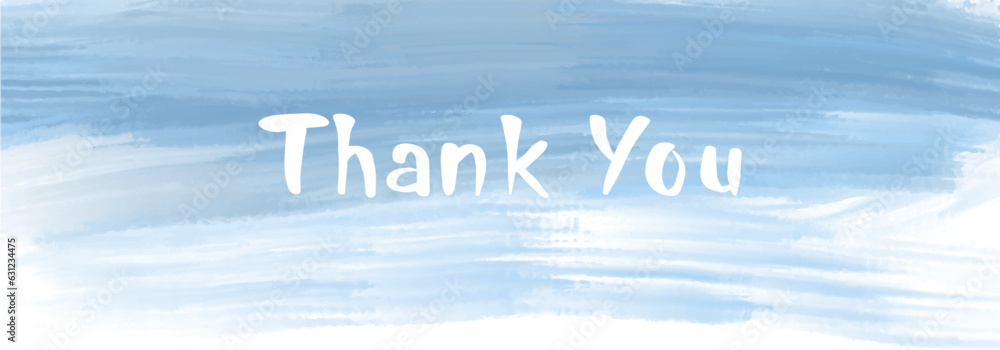 Vector text thank you in white color on the blue background hand-drawn ...
