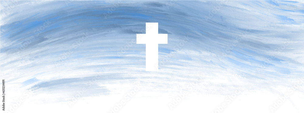 Vector blue religious background cross on blue background, Watercolor ...