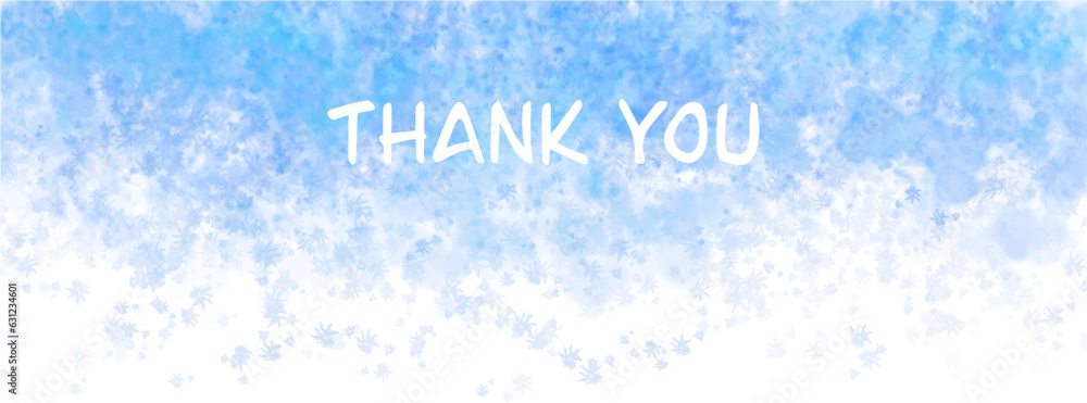 Vector text thank you in white color on the blue background hand-drawn ...