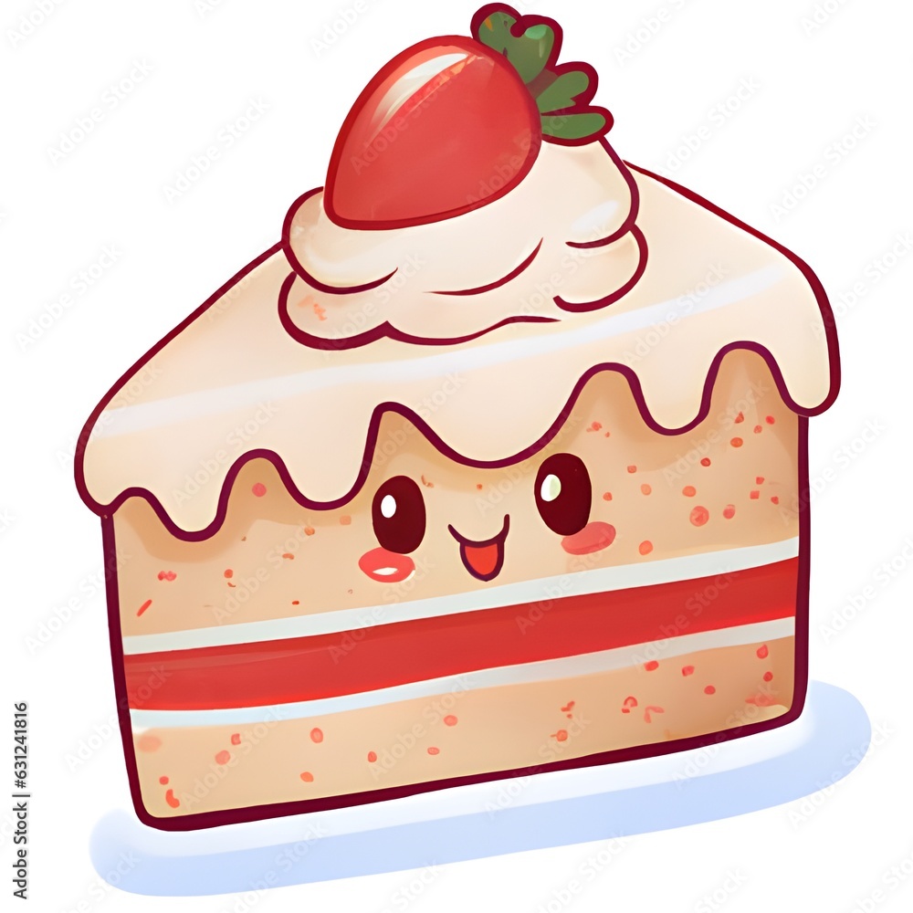 cute kawaii cake slice illustration, art, cake, cute kawaii ...