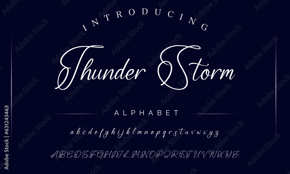 Thunder Storm Hand drawn vector alphabet. Modern monoline signature ...