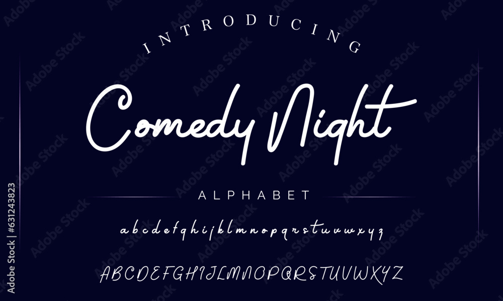 Comedy Night Hand drawn vector alphabet. Modern monoline signature ...