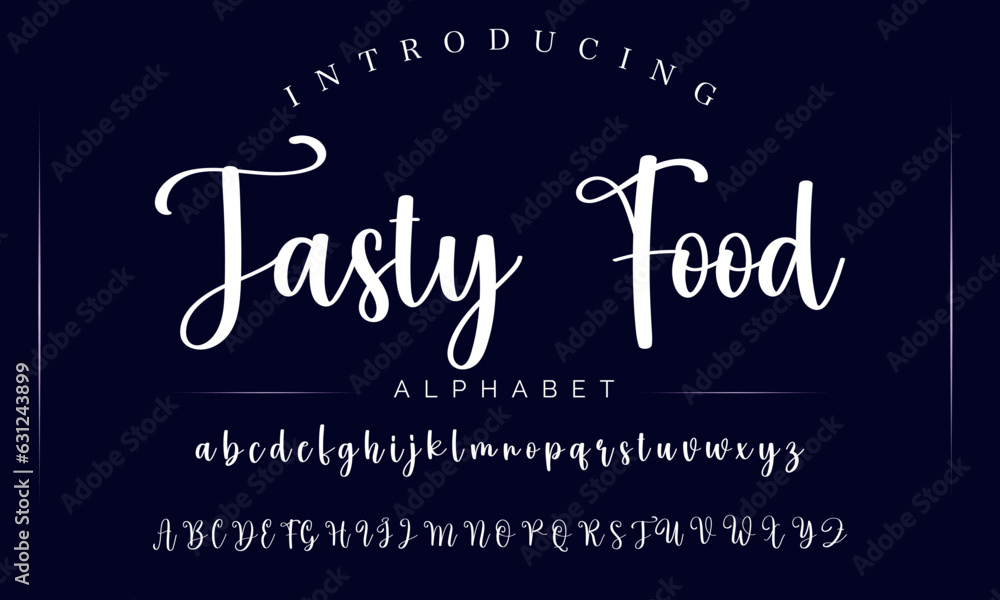 Tasty Food Hand drawn vector alphabet. Modern monoline signature script ...