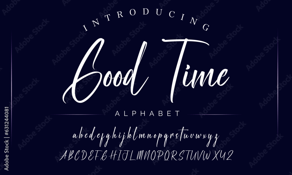 Good Time Hand drawn vector alphabet. Modern monoline signature script ...