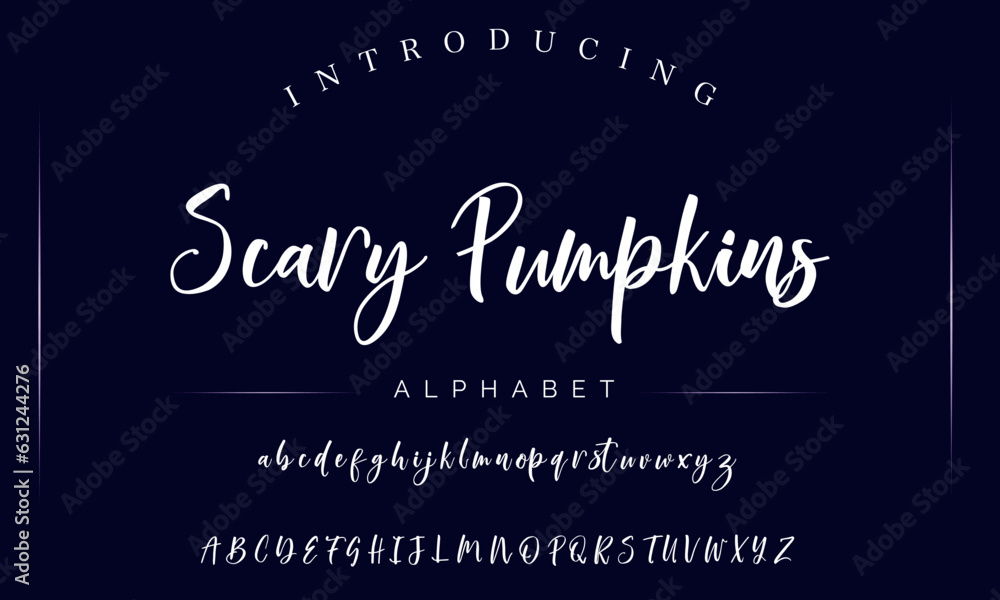Scary Pumpkins Hand drawn vector alphabet. Modern monoline signature ...