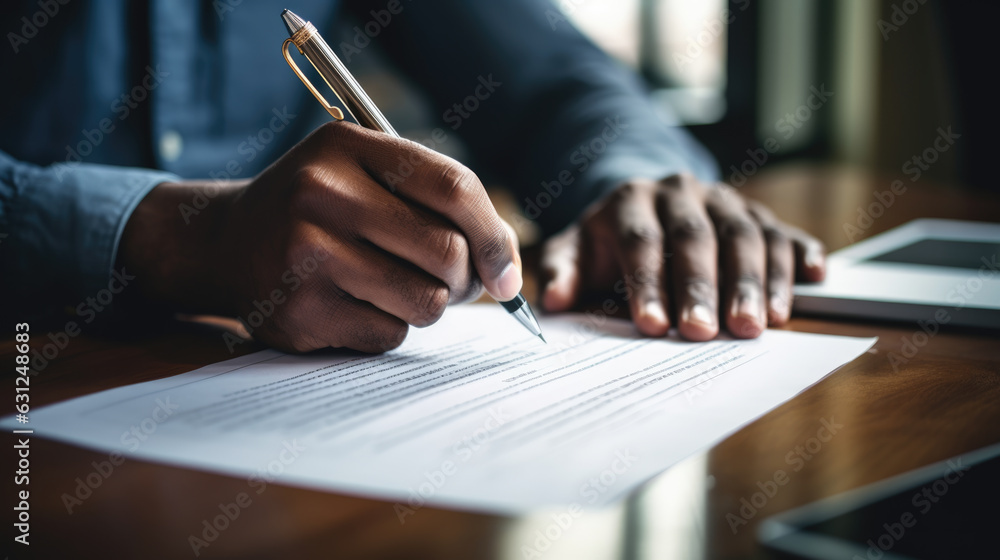 Man signing contract. Created with Generative AI technology. Stock ...