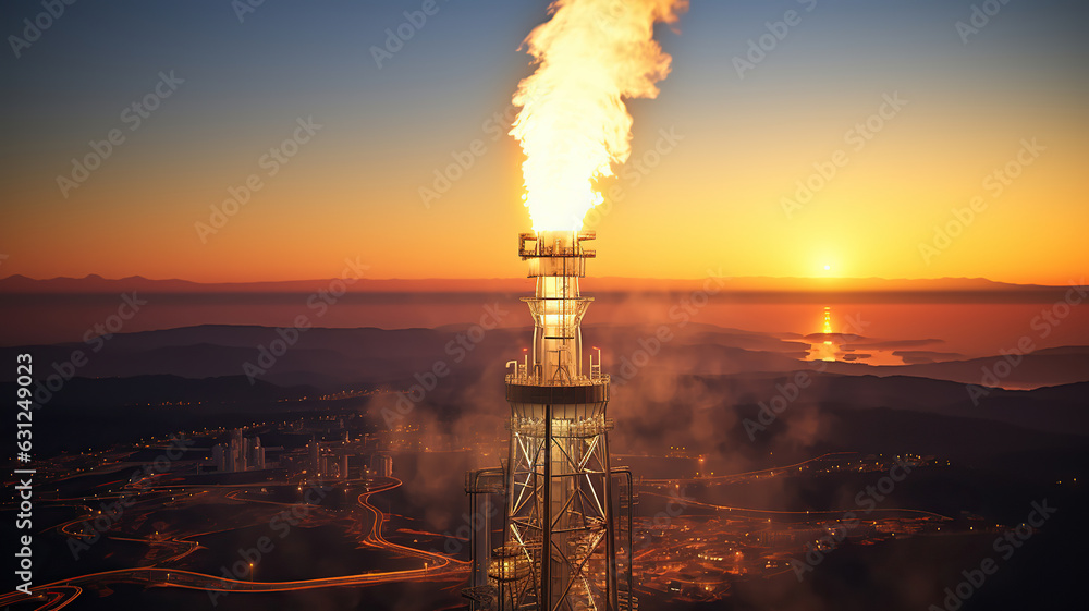 Flare pit tower for gas combustion natural gas processing, outdoor ...