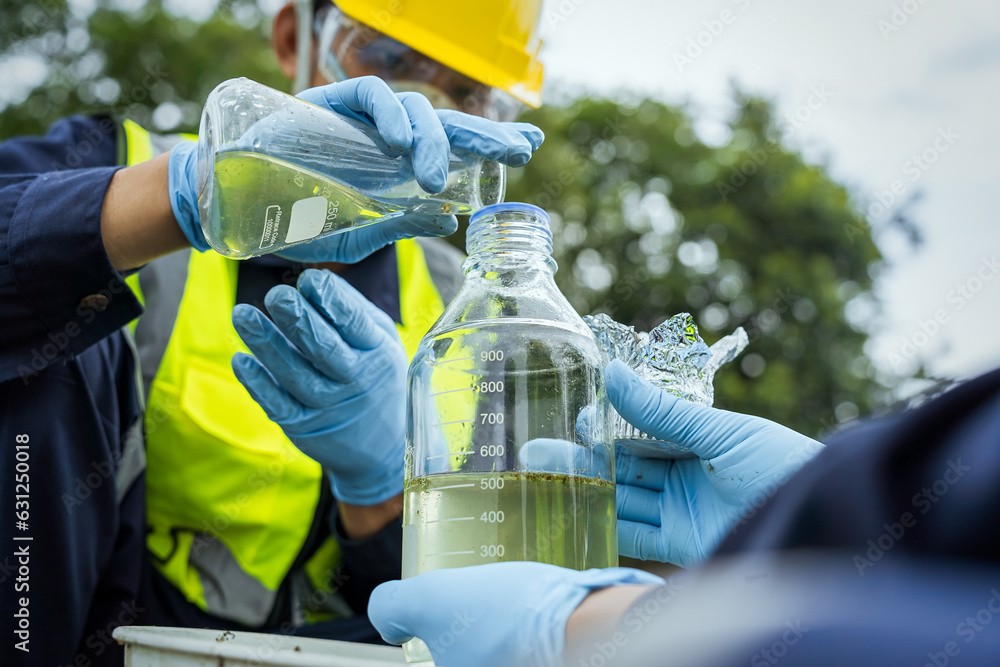 Environmental researchers investigate the condition of canal water for ... Environmental researchers investigate the condition of canal water for ...