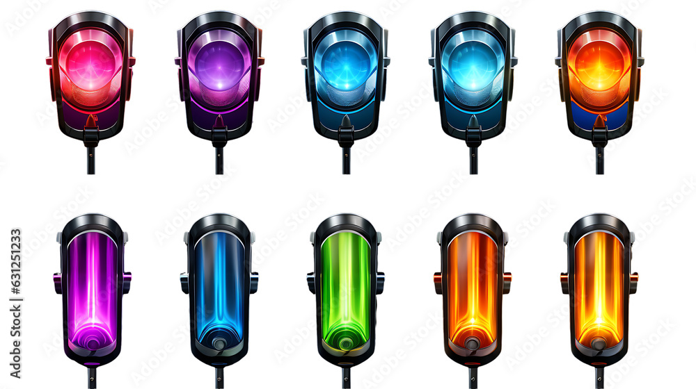 Colorful neon spotlights collection transparent background. Spotlight ...
