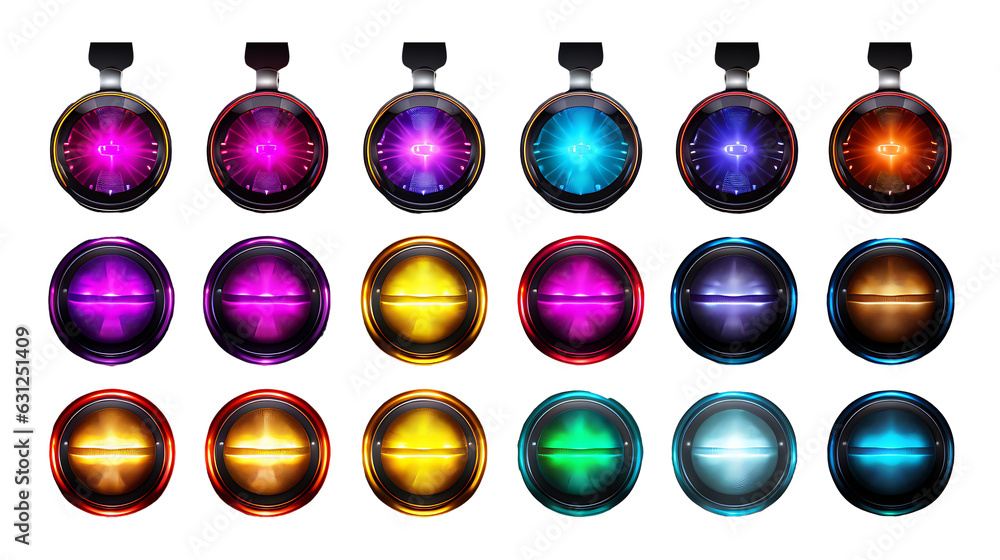 Colorful neon spotlights collection transparent background. Spotlight ...
