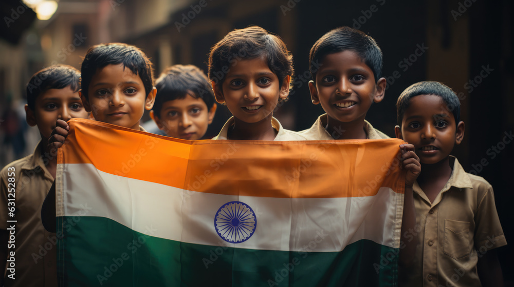 Indian people with national tricolour flag showing togetherness and ...