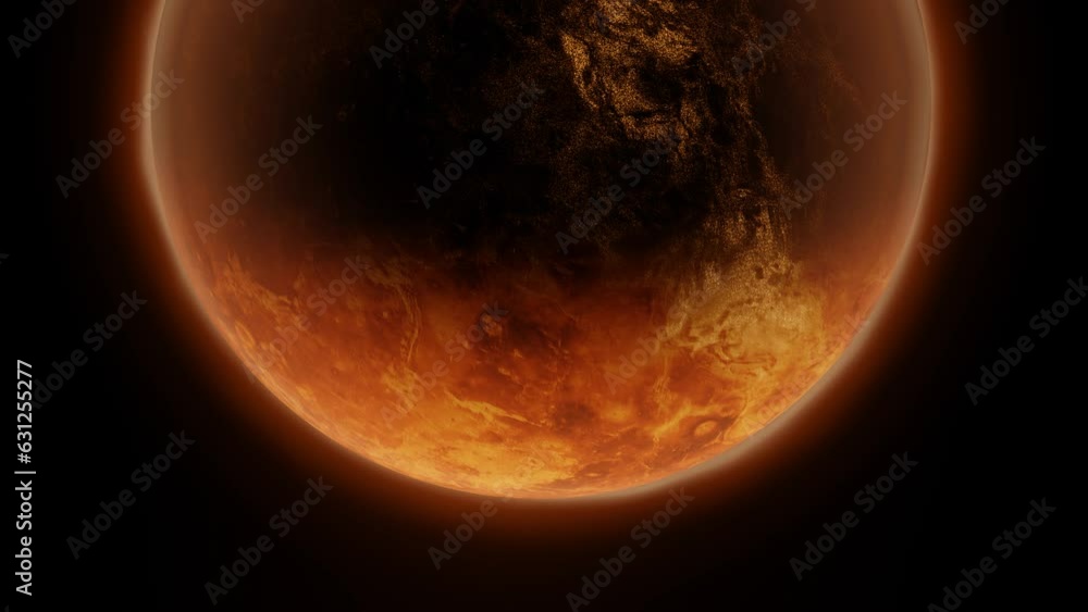 Alien planet with lava streams. Catastrophe and World Destroyed ...