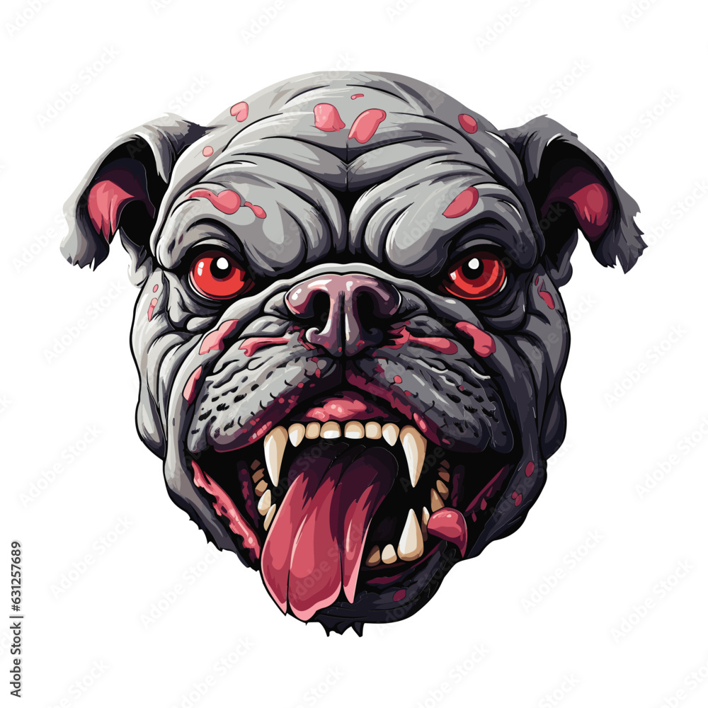bulldog head mascot sticker on a white background, in the style of ...