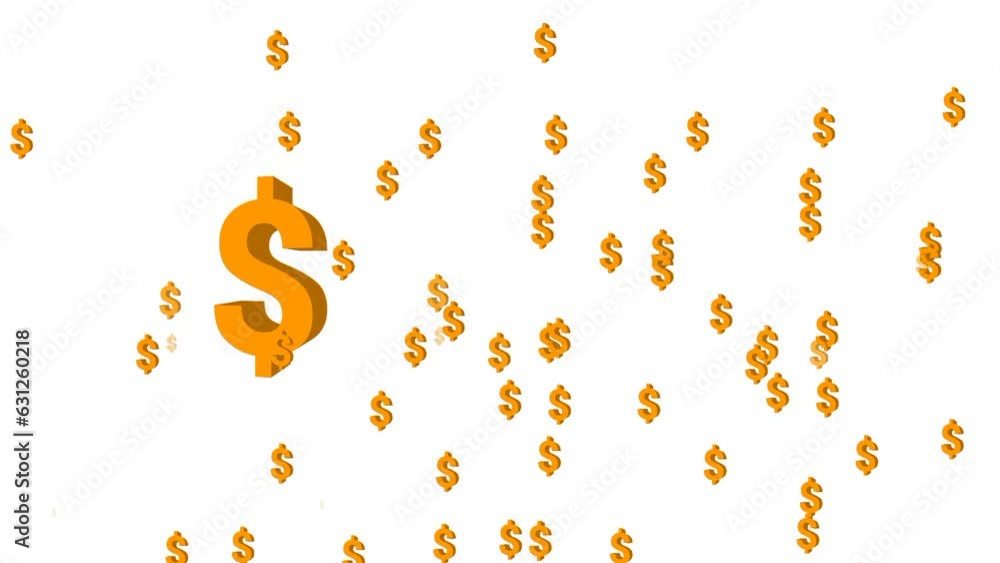 USA Dollar signs Falling down animation on white background, Rain of ...