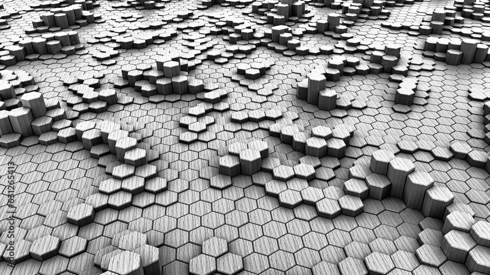 Black and white abstract hexagon pattern with textured backgrounds ...