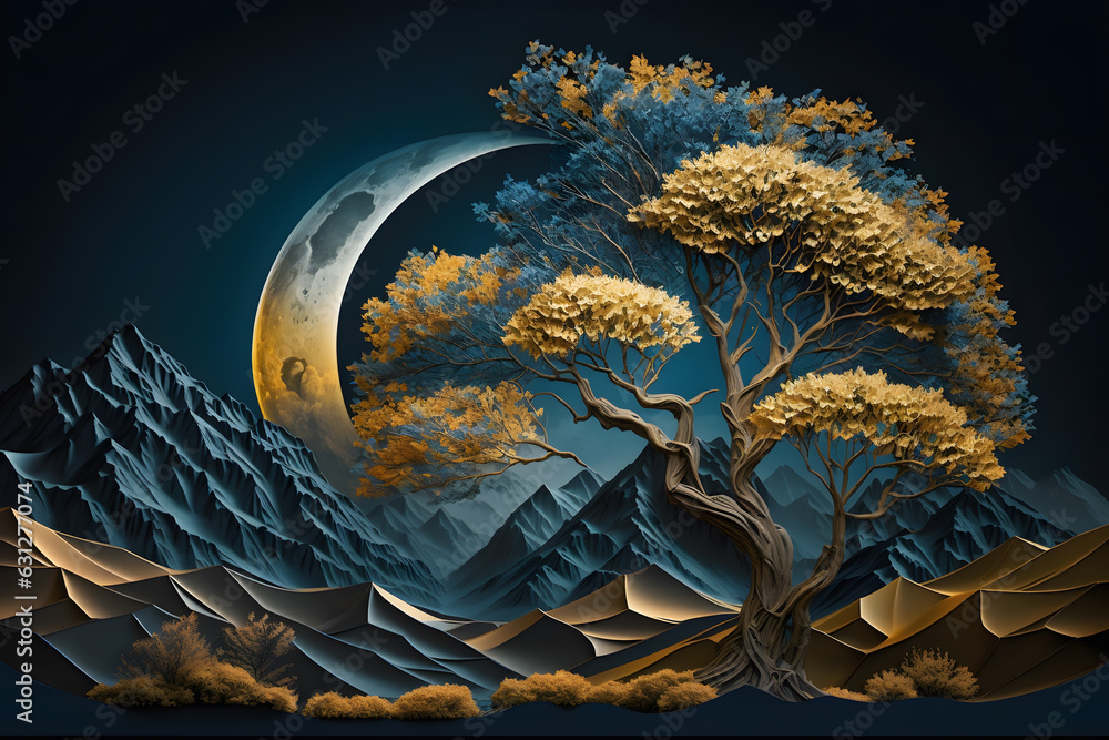 Abstract modern and creative 3d interior mural wall art wallpaper with ...