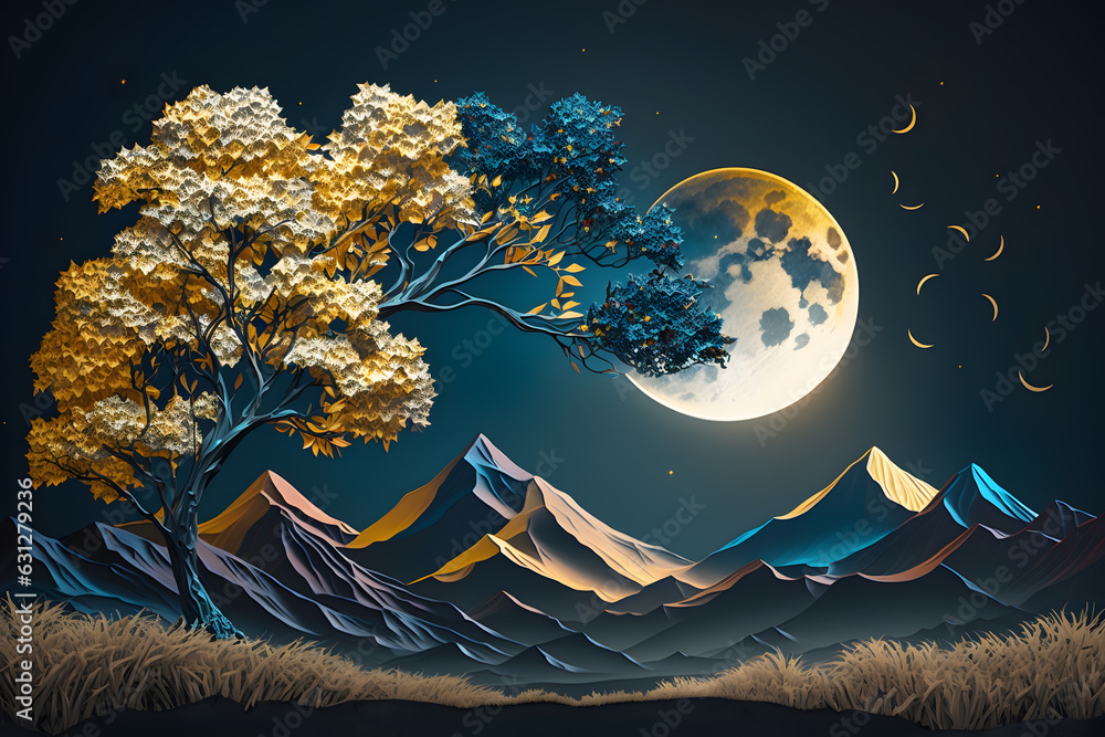 Abstract modern and creative 3d interior mural wall art wallpaper with ...