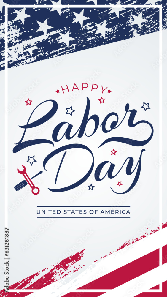 USA Labor Day vertical greeting card with brush in United States ...