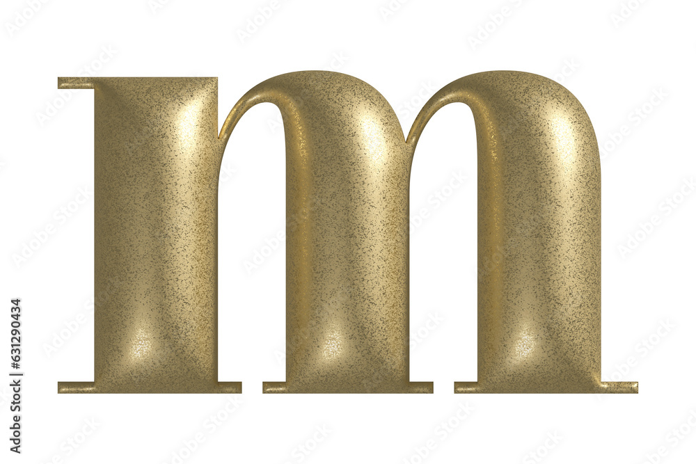 Letter M realistic gold 3d texture. Metal, inflate, lower case m serif ...