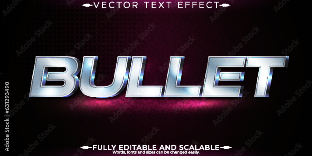 Metallic bullet text effect, editable shiny and elegant text style ...