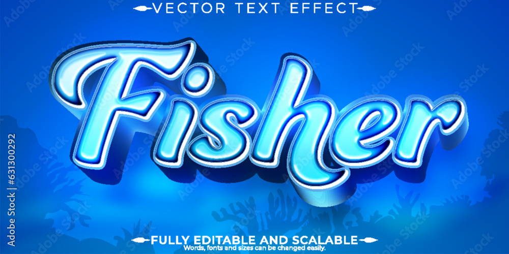 Fish text effect, editable fisher and ocean font style Stock Vector | Adobe Stock