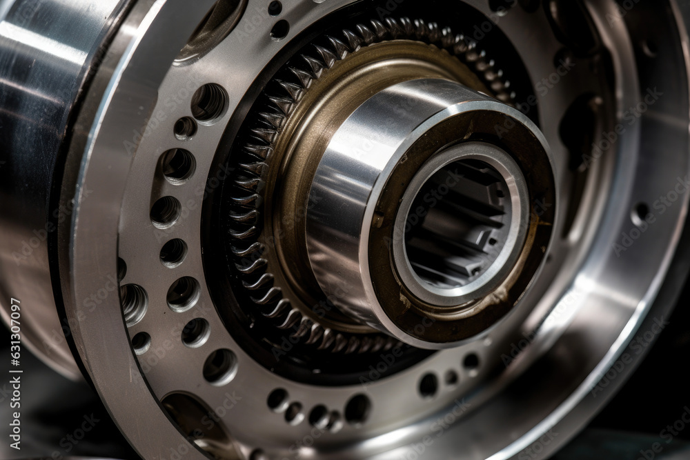 A clutch hub and bearing are shown in extreme close-up, demonstrating ...