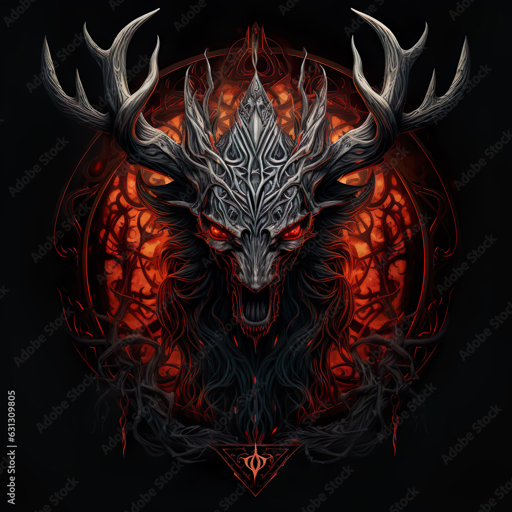 Epic High Fantasy Norse mythology Viking Evil Demonic themed logo coat ...