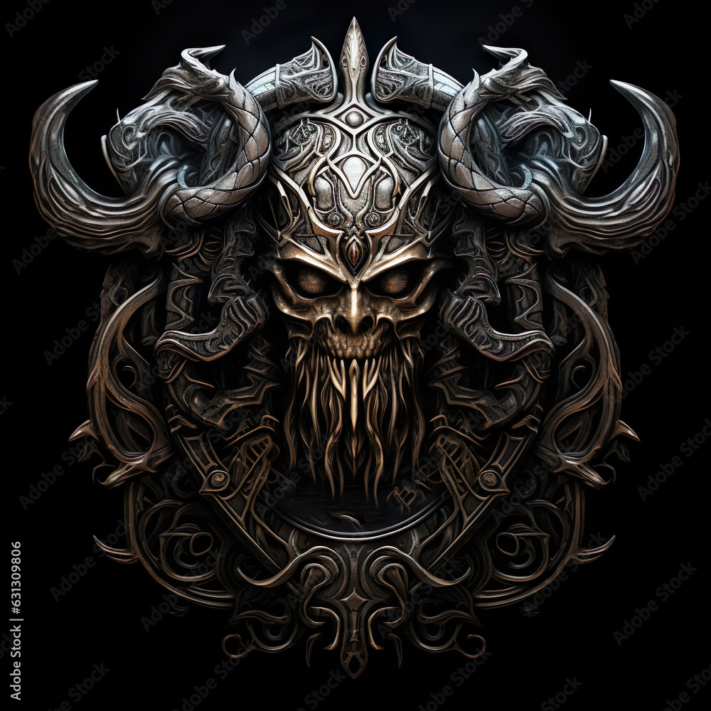 Epic High Fantasy Norse mythology Viking Evil Demonic themed logo coat ...