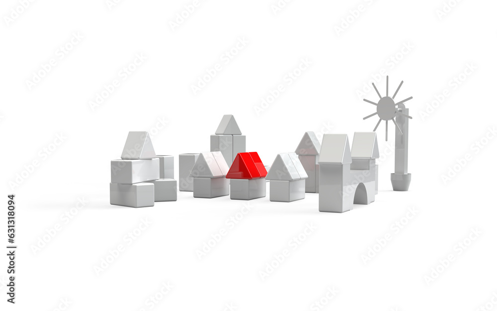 Geometric shapes of cubes. The composition of the farm, there are ...