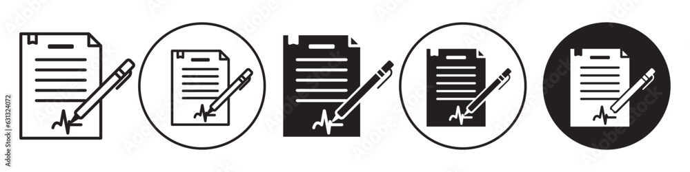 Agreement symbol Icon. Flat logo of contract legal document with sign ...