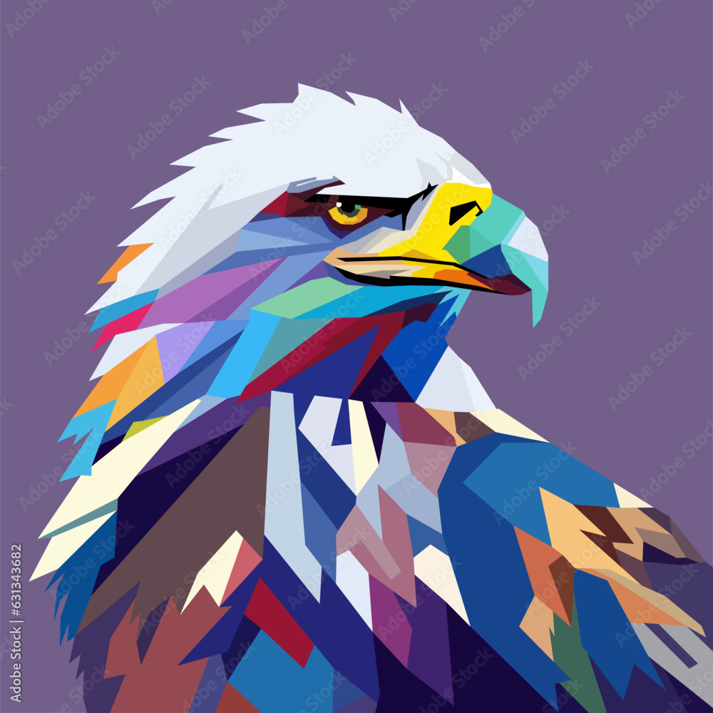 eagle head drawn using WPAP art style, pop art. Stock Vector | Adobe Stock