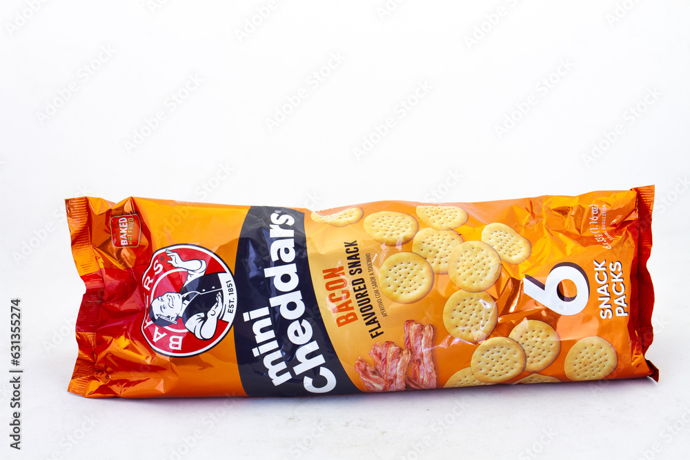 Johannesburg, South Africa - Bakers mini cheddars snacks isolated on a ...
