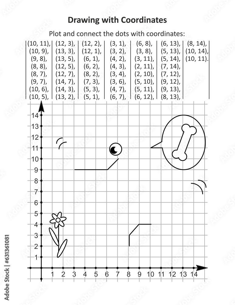 Coordinate graphing, or drawing by coordinates, math worksheet with ...