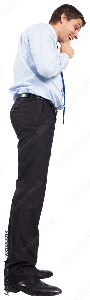 Digital png photo of caucasian businessman looking down on transparent ...