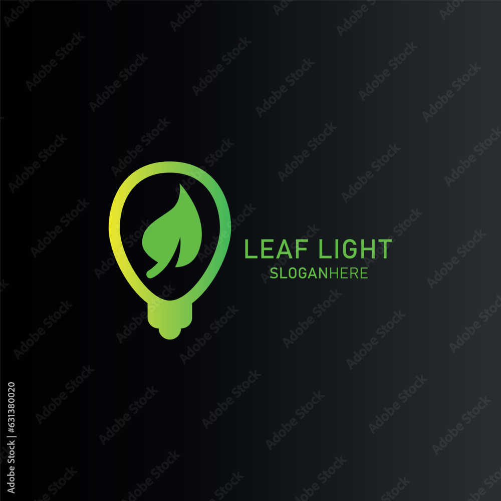 Leaf Light logo. leaf and light symbol logo. gradient color. isolated ...