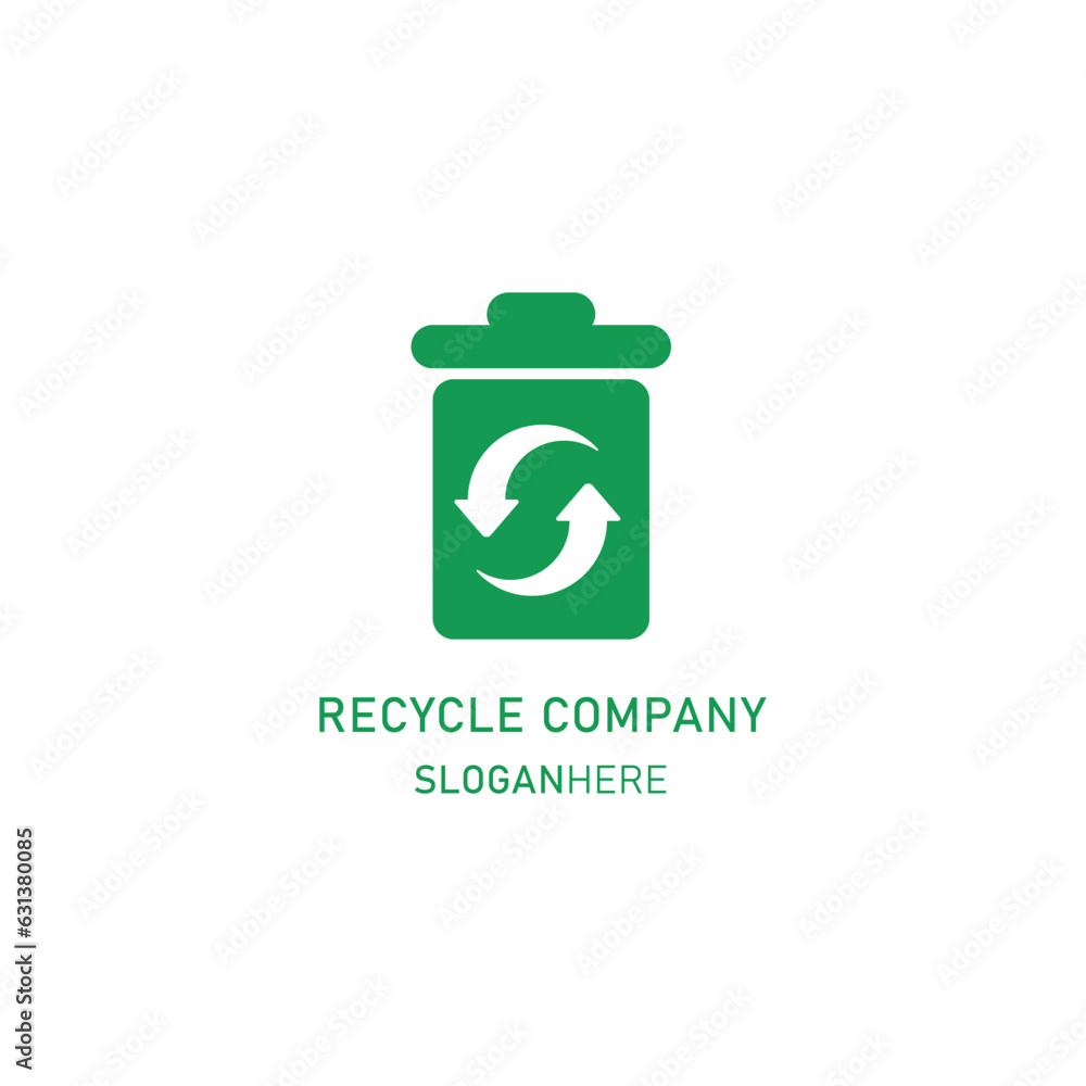 recycle company logo. combination of large trash box and recycle icon ...
