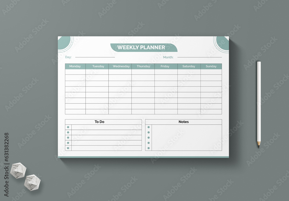 Weekly Planner Stock Template | Adobe Stock