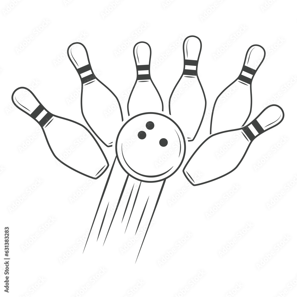 Bowling Outline Vector, Bowling Vector, Bowling illustration, Bowling ...