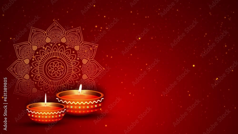 4K Diwali Background Burning floral diya on Diwali Holiday, Hindu ...