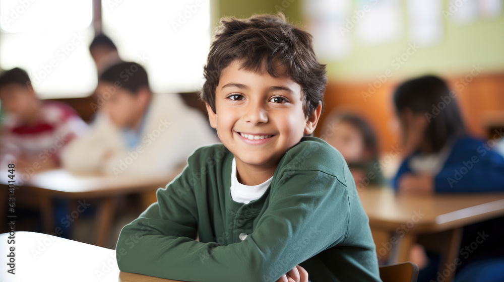 Positive Schoolboy at Modern School, Diverse Education Concept - Joyful ...