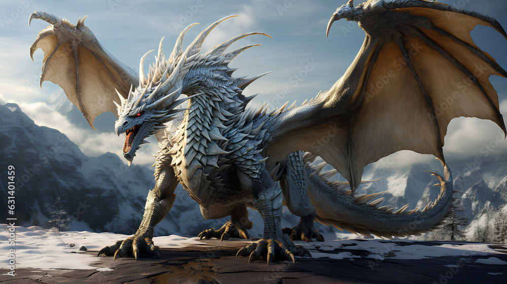 ferocious dragons of breeding season, Created with generative AI Stock ...
