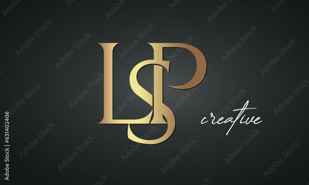 luxury letters LSP golden logo icon premium monogram, creative royal ...