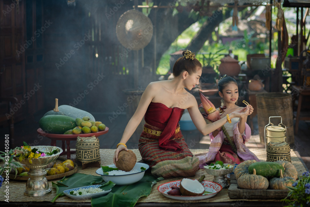 Pretty Asian girl wearing ancient native Northern Thai traditional ...