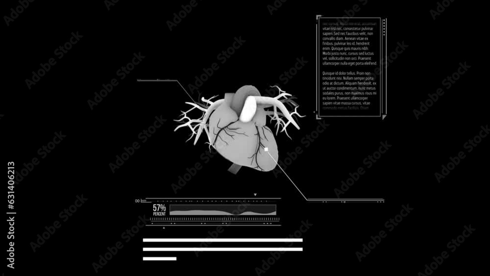 Anatomically correct digital human heart seamless loop. Futuristic ...