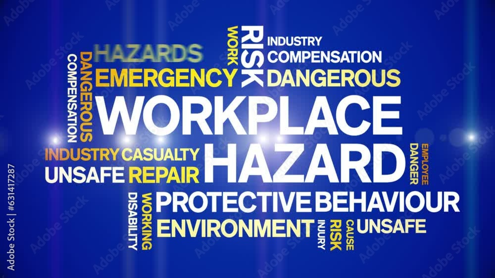 Workplace Hazard animated tag word cloud;text design animation kinetic ...