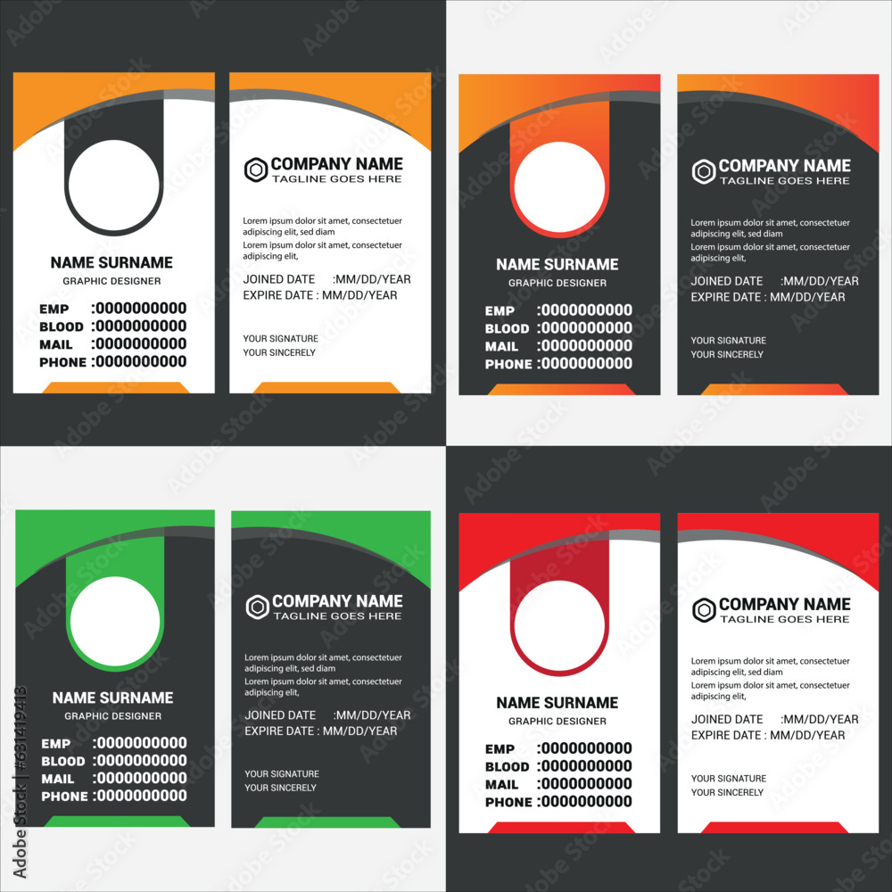 Corporate identity card template collection with photo placeholders ...