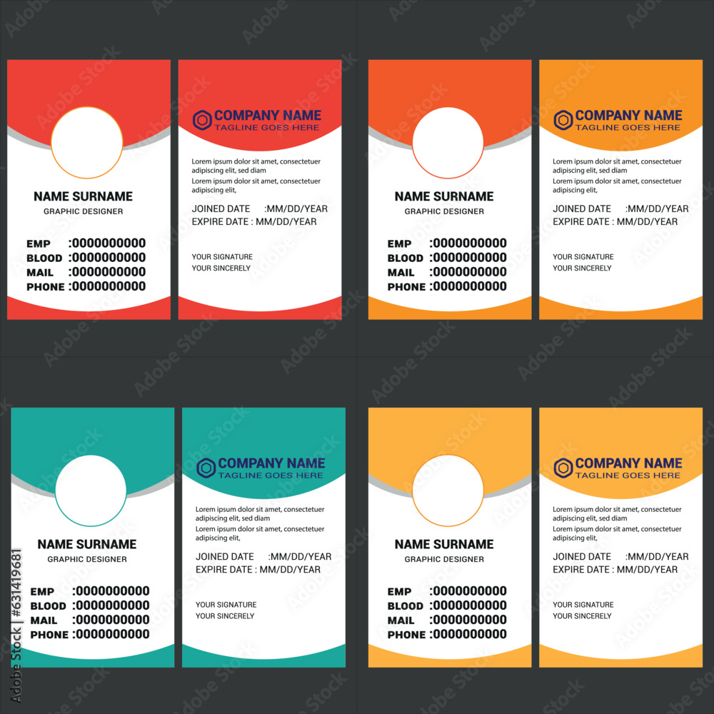 Vetor do Stock: Corporate identity card template collection with photo ...